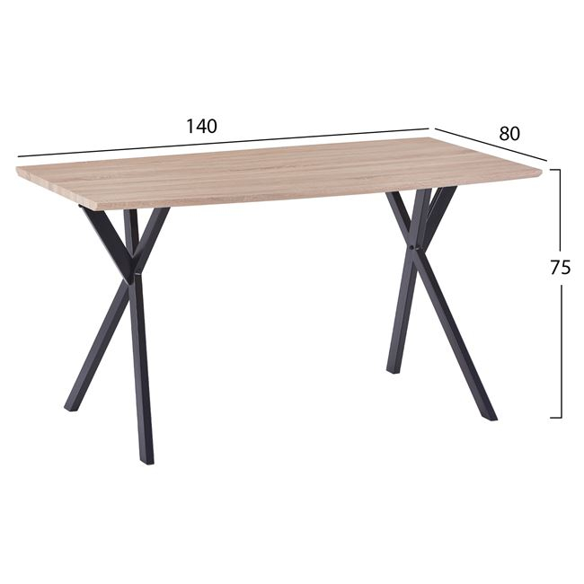 ΤΡΑΠΕΖΙ Alarick ΜΕ Mdf ΕΠΙΦΑΝΕΙΑ Sonama & ΜΕΤΑΛΛΙΚΑ ΠΟΔΙΑ 140x80x75Υ εκ ...