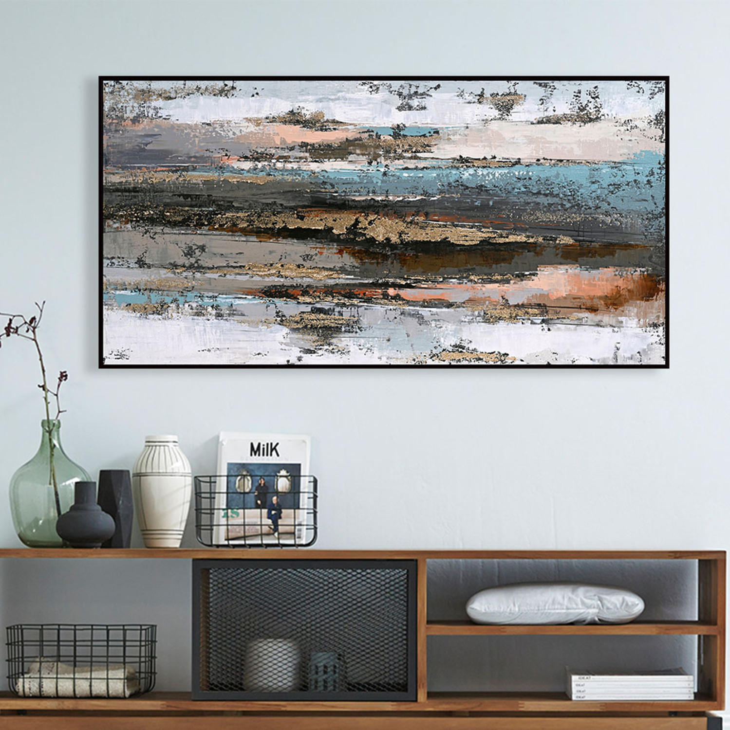 ΠΙΝΑΚΑΣ ΤΟΙΧΟΥ Sediment ΜΕ ΚΟΡΝΙΖΑ ΜΑΥΡΗ-ΚΑΜΒΑΣ 142x4.5x72Υεκ | Έπιπλο ...