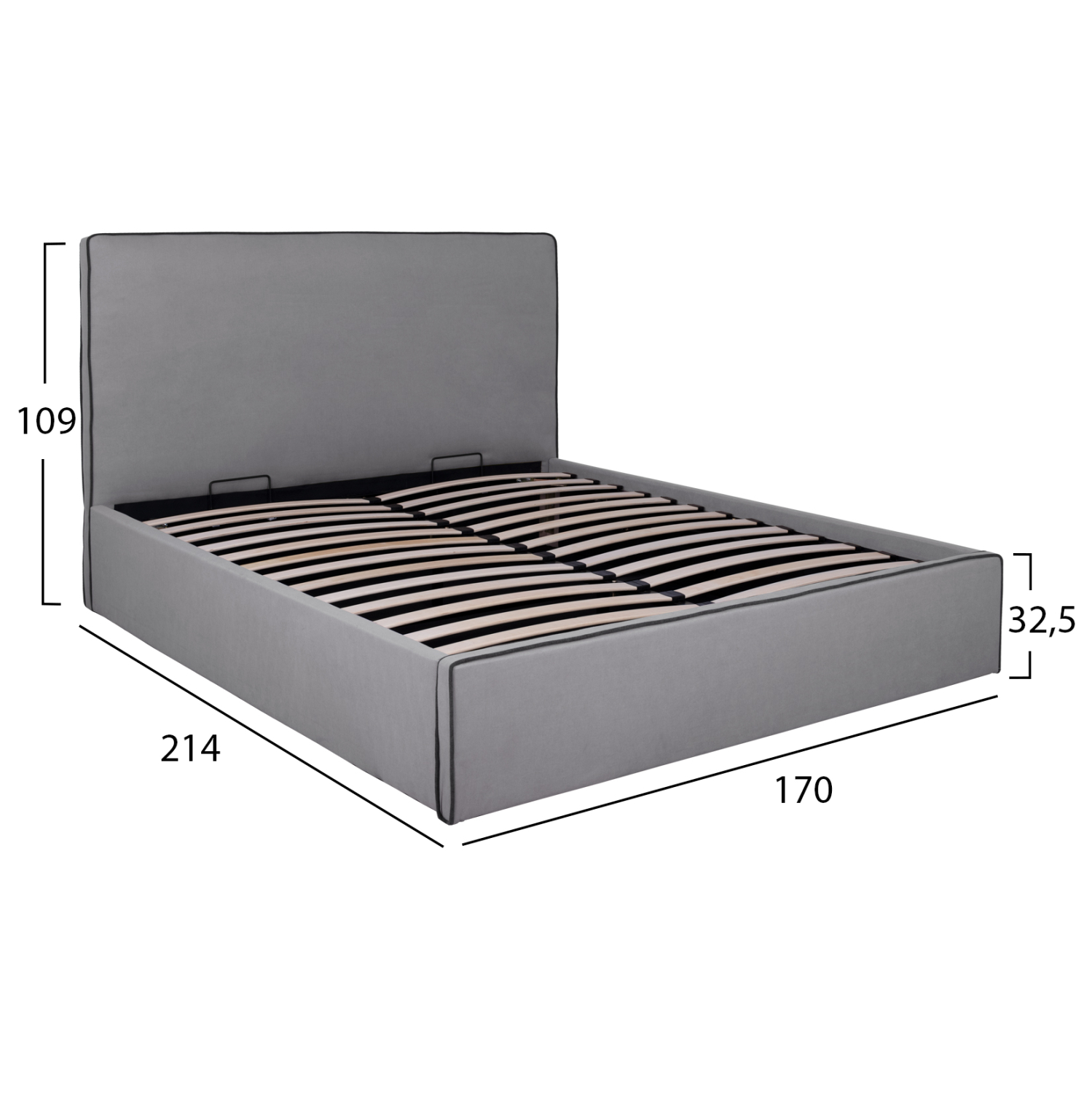 ΚΡΕΒΑΤΙ Allie Hm584.01 160x200 εκ. ΜΕ ΑΠΟΘΗΚΕΥΤΙΚΟ ΧΩΡΟ ΓΚΡΙ ΥΦΑΣΜΑ ...