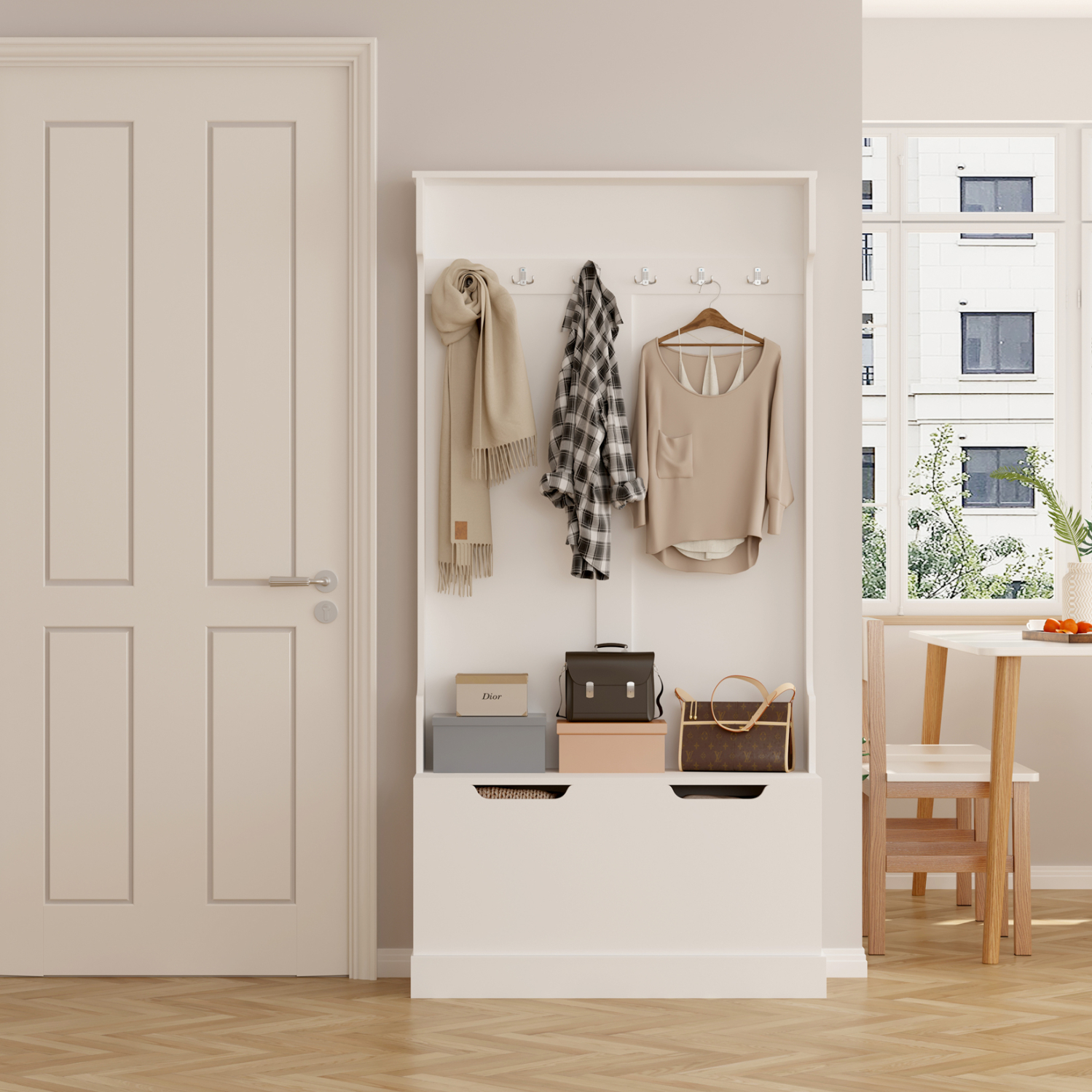 ΕΠΙΠΛΟ ΕΙΣΟΔΟΥ Kaylor Hm2475.03 ΜΕ ΚΡΕΜΑΣΤΡΕΣ&ΑΠΟΘ.ΧΩΡΟ-mdf ΣΕ ΛΕΥΚΟ ...