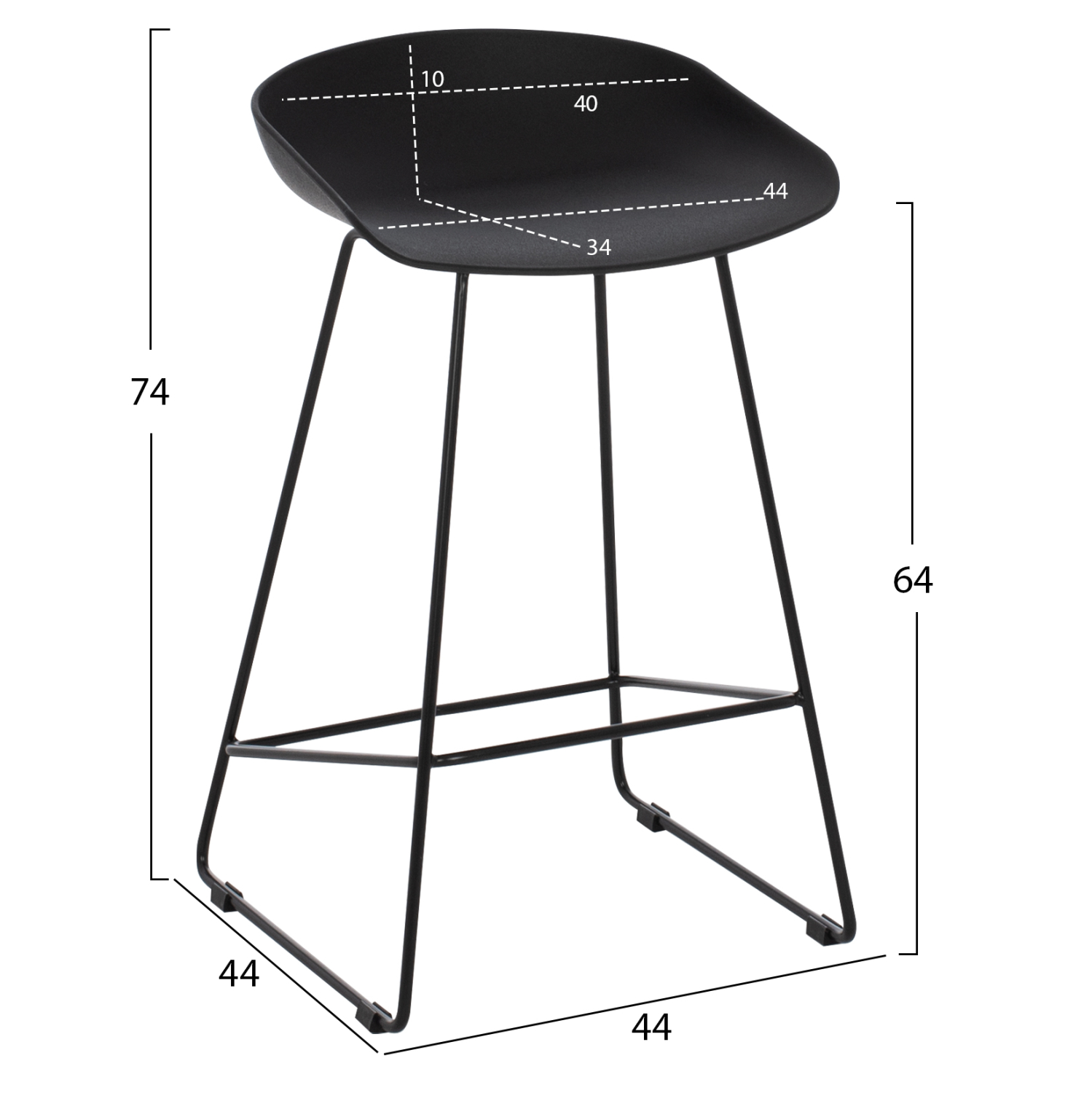 ΣΚΑΜΠΟ ΜΠΑΡ Naila Hm9299.02 ΜΑΥΡΟ ΜΕΣΑΙΟΥ ΥΨΟΥΣ 44x44x74yεκ. | Έπιπλο ...