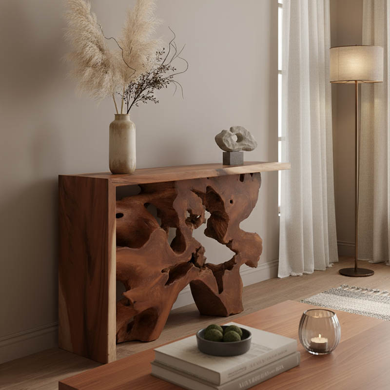 Κονσόλα Jako Inart Teak ξύλο σε φυσική απόχρωση 120x40x80εκ | Έπιπλο ...